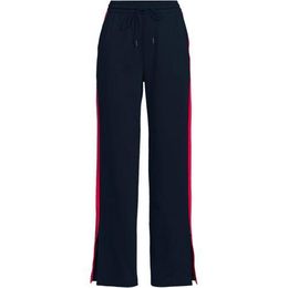 LANDS' END Gerade Jerseyhose mit Kontraststreifen, Damen,  Blau, Baumwolle, by Lands' End