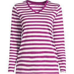 LANDS' END Supima&reg; Langarm-Shirt mit V-Ausschnitt, Damen,  Pink, Baumwolle, by Lands' End