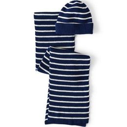 LANDS' END Unisex Schal-/M&uuml;tzen-Set Drifter, Damen,  Blau, Baumwolle, by Lands' End