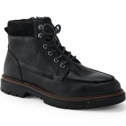 LANDS' END Lederstiefel mit Sch&uuml;rzennaht, Herren,  Schwarz, Leder, by Lands' End