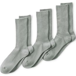 LANDS' END Crew-Socken im 3er-Pack, Herren,  Grau, Elasthan/Baumwoll-Mischung/Polyester-Mischung, by Lands' End