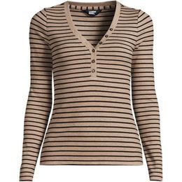 LANDS' END Flie&szlig;endes Doppeljersey-Henleyshirt, Damen,  Braun, Elasthan/Polyester/Viskose, by Lands' End