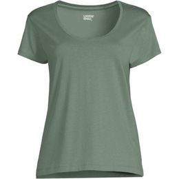 LANDS' END Supima&reg; Shirt mit Ballettausschnitt und kurzen &Auml;rmeln, Damen,  Gr&uuml;n, Baumwolle, by Lands' End
