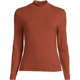 LANDS' END Stehbundshirt aus Rippstrick, Damen,  Orange, by Lands' End