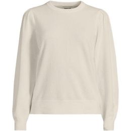 LANDS' END Kaschmirpullover mit Puff&auml;rmeln, Damen,  Wei&szlig;, Kaschmir, by Lands' End