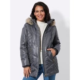 WITT Damen Steppjacke mit Kapuze mit Pelz-Imitat, anthrazit, Gr&ouml;&szlig;e 38