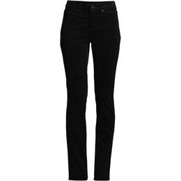 LANDS' END Straight Fit Cordhose Mid Waist, Damen,  Schwarz, Baumwoll-Mischung, by Lands' End