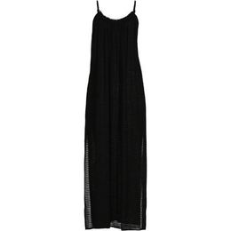 LANDS' END Durchscheinendes Ripp-Maxi-Strandkleid, Damen,  Schwarz, Viskose-Mischung/Polyester-Mischung, by Lands' End