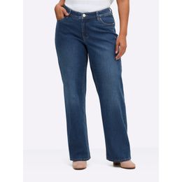 sheego Gro&szlig;e Gr&ouml;&szlig;en Gerade Jeans bei schmalerer Taille und viel Po, blue-stone-washed, Gr&ouml;&szlig;e 46 - Damen