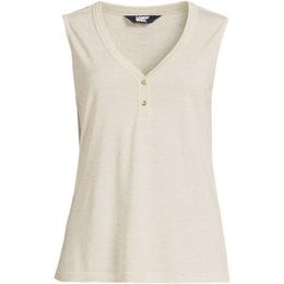 LANDS' END Top aus Leinenmix, Damen,  Beige, Baumwolle/Leinen/Baumwoll-Mischung, by Lands' End