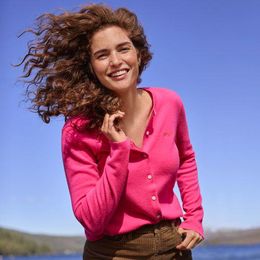 LANDS' END Kaschmir-Cardigan mit rundem Ausschnitt, Damen,  Pink, Kaschmir, by Lands' End
