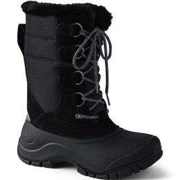 LANDS' END Schneestiefel EXPEDITION, Damen,  Schwarz, Nylon/Leder/Gummi, by Lands' End