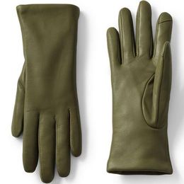 LANDS' END Lederhandschuhe mit Kaschmirfutter, Damen, size: regular, Gr&uuml;n, Kaschmir/Leder, by Lands' End