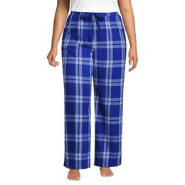 LANDS' END Pyjamahose aus reinem Baumwoll-Flanell, Damen,  Blau, Baumwolle, by Lands' End