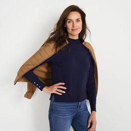 LANDS' END Stehkragenpullover mit &Auml;rmelkn&ouml;pfen, Damen,  Blau, by Lands' End