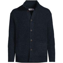 LANDS' END Cardigan mit Stehkragen, Herren,  Blau, by Lands' End