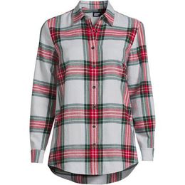 LANDS' END Boyfriend-Bluse aus Flanell, Damen,  Grau, Baumwolle, by Lands' End
