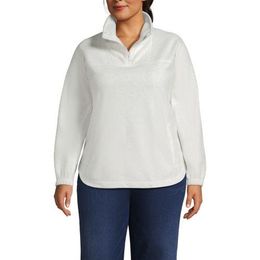 LANDS' END Luxe Fleece-Pullover, Damen,  Grau, Polyester, by Lands' End