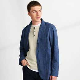 LANDS' END Sakko aus Leinen/Baumwoll-Mix, Herren,  Blau, by Lands' End