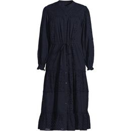 LANDS' END Stufenkleid mit Lochstickerei, Damen,  Blau, Baumwolle, by Lands' End