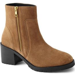 LANDS' END Veloursleder-Stiefeletten mit Absatz, Damen,  Braun, Leder/Rauleder, by Lands' End