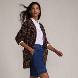 LANDS' END Offener Long-Cardigan aus Wimperngarn, Damen,  Braun, Polyester-Mischung/Nylon-Mischung, by Lands' End
