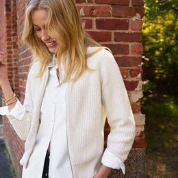 LANDS' END Baumwoll-Cardigan mit Rei&szlig;verschluss, Damen,  Wei&szlig;, by Lands' End