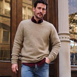 LANDS' END Weicher Pullover im Strukturstrick, Herren,  Braun, Wolle/Polyester/Polyacryl, by Lands' End