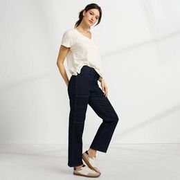 LANDS' END Kn&ouml;chellange Soft Denim Cargojeans, Damen,  Blau, Elasthan/Baumwoll-Mischung, by Lands' End