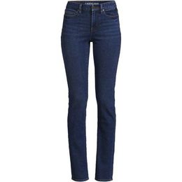 LANDS' END Straight Fit Recover Jeans Mid Waist, Damen,  Blau, Elasthan/Baumwoll-Mischung/Polyester-Mischung, by Lands' End
