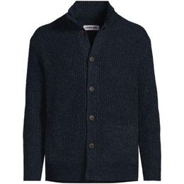 LANDS' END Cardigan mit Stehkragen, Herren,  Blau, by Lands' End