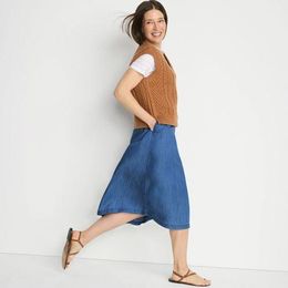 LANDS' END Leichter TENCEL Midi-Schlupfrock Chambray, Damen,  Blau, Kunstseide/Lyocell (Viskose), by Lands' End