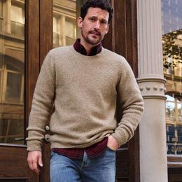 LANDS' END Weicher Pullover im Strukturstrick, Herren,  Braun, Wolle/Polyester/Polyacryl, by Lands' End