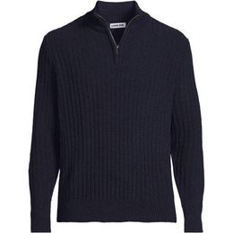LANDS' END Chenille-Pullover mit Rei&szlig;verschluss, Herren,  Grau, Polyester/Nylon, by Lands' End