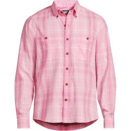 LANDS' END Leichtes Flanellhemd, Herren,  Pink, Elasthan/Baumwoll-Mischung, by Lands' End