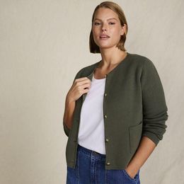LANDS' END Kragenloser Feinstrick-Blazer, Damen,  Gr&uuml;n, Baumwolle, by Lands' End