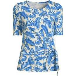 LANDS' END Baumwolle/Modal-Shirt mit Bindeschleife, Damen,  Blau, Baumwolle Modal, by Lands' End