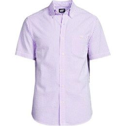 LANDS' END Seersucker-Kurzarmhemd, Classic Fit, Herren,  Lila, Baumwolle, by Lands' End