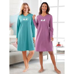 w&auml;schepur w&auml;schepur Damen Sleepshirts mit Hunde-Motiv, ozean + violett, Gr&ouml;&szlig;e 36/38