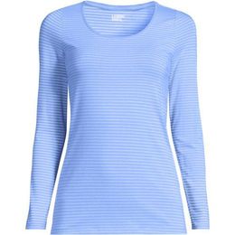 LANDS' END Baumwolle/Modal-Shirt mit Ballett-Ausschnitt, Damen,  Blau, Baumwolle Modal, by Lands' End