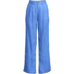 LANDS' END Leinenhose High Waist mit weitem Bein, Damen,  Blau, Leinen, by Lands' End