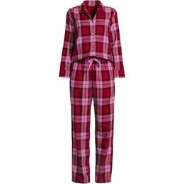 LANDS' END Pyjama-Set aus reinem Baumwoll-Flanell, Damen,  Rot, by Lands' End