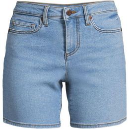 LANDS' END Recover Jeansshorts Mid Waist 18 cm, Damen,  Blau, Elasthan/Baumwoll-Mischung/Polyester-Mischung, by Lands' End