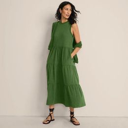LANDS' END Maxi-Baumwollkleid aus Flammgarn, Damen,  Gr&uuml;n, Baumwolle, by Lands' End