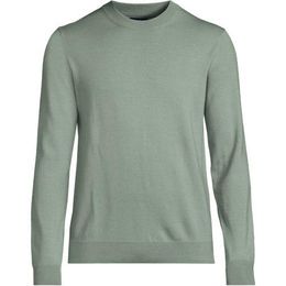 LANDS' END Merino-Pullover mit Rundhals, Herren,  Gr&uuml;n, Wolle, by Lands' End
