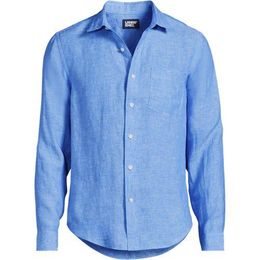 LANDS' END Langarm-Hemd aus reinem Leinen, Herren,  Blau, Leinen, by Lands' End
