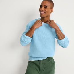 LANDS' END Drifter Strukturstrick-Pullover, Herren,  Blau, Baumwolle, by Lands' End