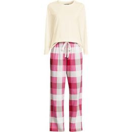 LANDS' END Gemustertes Pyjama-Set aus Baumwoll-Jersey, Damen,  Rot, Elasthan/Baumwoll-Mischung, by Lands' End