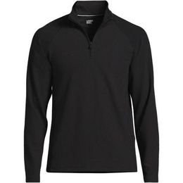 LANDS' END Strukturiertes Langarm-Shirt mit Troyer-Kragen SOCIAL/ACTIVE, Herren,  Schwarz, Elasthan/Lyocell (Viskose)/Polyester-Mischung, by