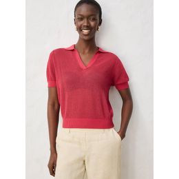 bonprix Ajour-Strickpolo mit Leinenanteil, rot, Gr.52/54 (XXL), sommerliches Ajour-Strickpolo mit Leinenanteil, aus Leinen